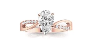 houston diamond district 0.83 ctw 14k rose gold elegant twisting split shank engagement ring w/pear 0.75 carat forever one moissanite center