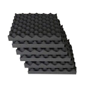 izo all supply convoluted 2 inch 12in w x 12in l egg crate panels acoustic foam sound proof wall tiles, 6 pack