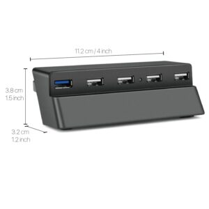 TNP 5 Port USB Hub for PS4 Slim Edition - USB 3.0/2.0 High Speed Extender Adapter Accessories Expansion Hub Connector Splitter Expander for PlayStation 4 Slim Gaming Console (for PS4 Slim ONLY)