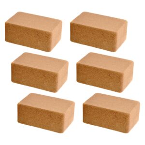 sunshine yoga 4" cork yoga block, 6 pack bulk yoga blocks, firm and supportive yoga brick for stretching, pilates, and workout, balance exercise block for schools and studios, 4" x 6" x 9"