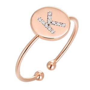 pavoi 14k rose gold plated initial ring stackable rings for women | fashion rings - k ring