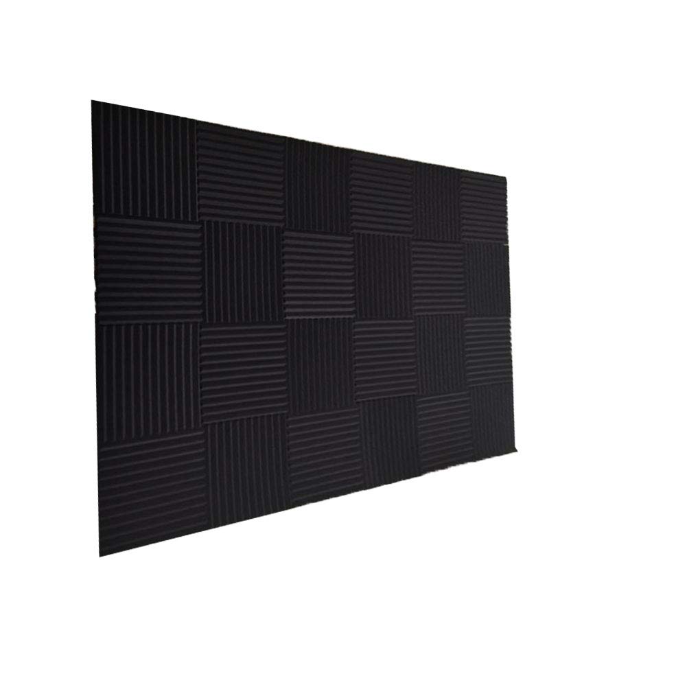 Burdurry 24 Pack Acoustic Panels Soundproof Studio Foam for Walls Sound Absorbing Panels Sound Insulation Panels Wedge for Home Studio Ceiling, 1" X 12" X 12",(24pcs, Black)