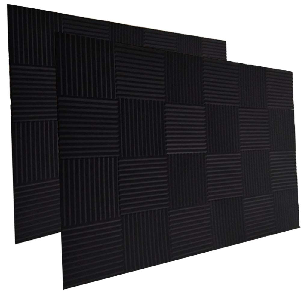 Burdurry 24 Pack Acoustic Panels Soundproof Studio Foam for Walls Sound Absorbing Panels Sound Insulation Panels Wedge for Home Studio Ceiling, 1" X 12" X 12",(24pcs, Black)