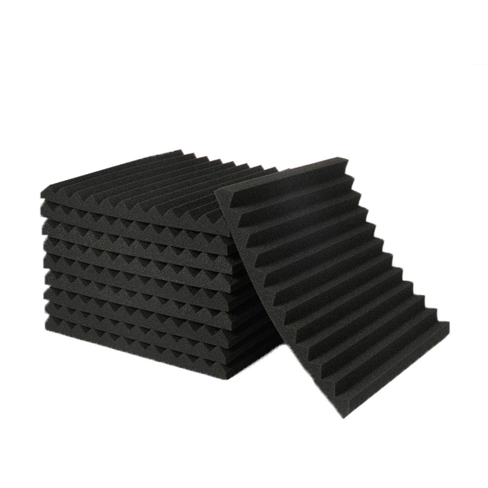 Burdurry 24 Pack Acoustic Panels Soundproof Studio Foam for Walls Sound Absorbing Panels Sound Insulation Panels Wedge for Home Studio Ceiling, 1" X 12" X 12",(24pcs, Black)