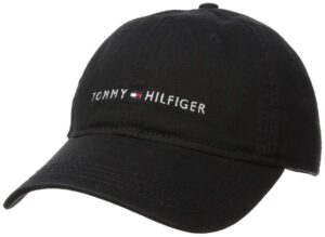 tommy hilfiger men's logo dad baseball cap, tommy black, one size