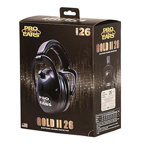 Pro Ears Gold II 26 Ear Muffs, NRR 26, Military Grade Electronic Hearing Protection with DLSC Compression, Gel Ear Seals & Auto Shut Off, Amplifies Sound 8x, Made in USA, Green