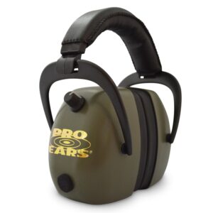 pro ears gold ii 30 electronic hearing protection, military grade tactical ear muffs, nrr 30 db, for the range, shooting, & hunting, green,adult,peg2rmg