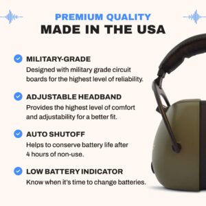 Pro Ears Gold II 30 Electronic Hearing Protection, Military Grade Tactical Ear Muffs, NRR 30 DB, for The Range, Shooting, & Hunting, Green,Adult,PEG2RMG