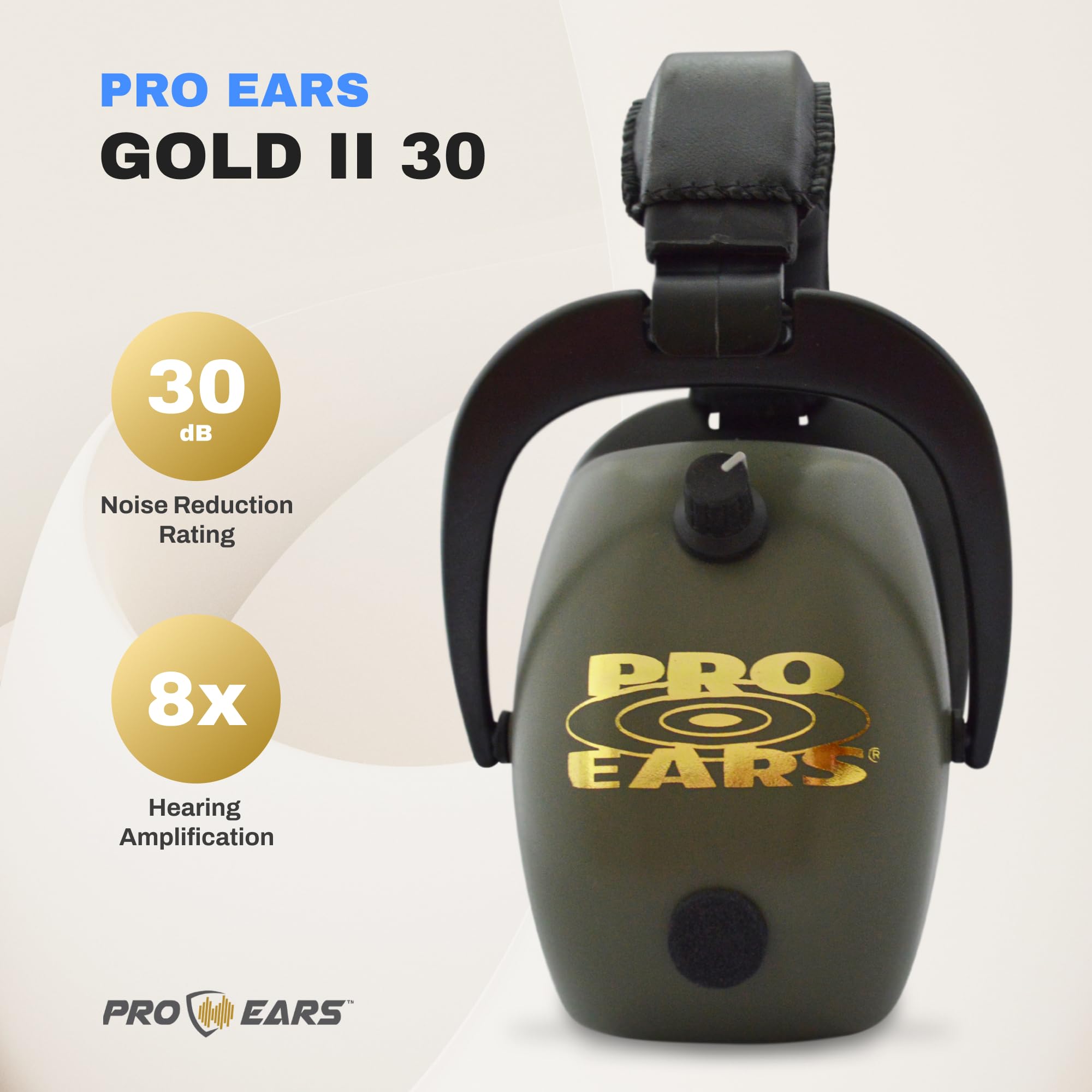 Pro Ears Gold II 30 Electronic Hearing Protection, Military Grade Tactical Ear Muffs, NRR 30 DB, for The Range, Shooting, & Hunting, Green,Adult,PEG2RMG