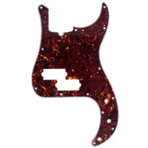 musiclily pro 13 hole p bass pickguard for 4 string precision bass modern style, 4ply tortoise shell