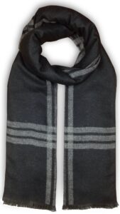 livativ bleu nero luxurious winter scarf for men and women – large selection of unique design scarves – super soft premium cashmere feel black grey center plaid