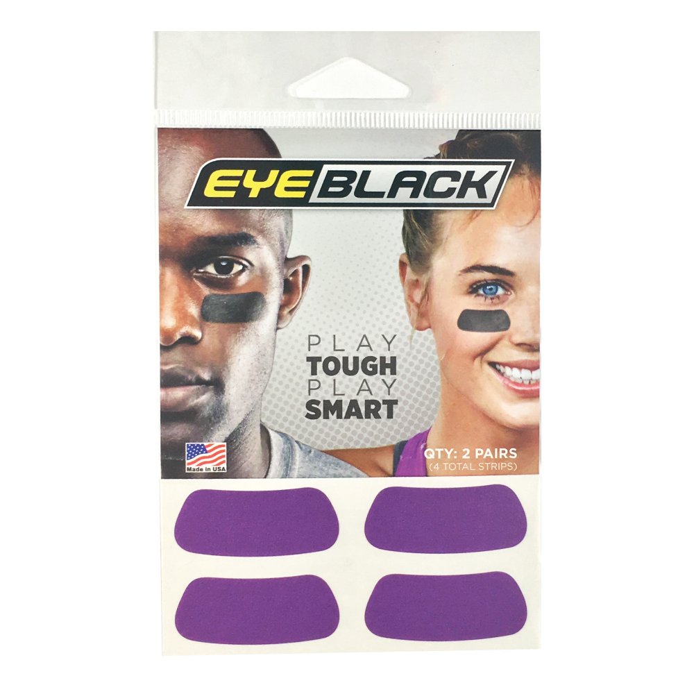 EyeBlack Under Eye Strip for Athletic Sports Team - Enhance Performance, Show Team Spirit, Comfortable, Easy-to-Apply, Perfect for Game Day, Practice, Winners - Purple - 2 Pairs (4 Strips)