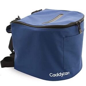 caddycan - portable trash can for boating | tough and durable storage bag for use with kayaking, camping, hiking, beach, fishing | collapsible, multi-purpose, standard size, marine blue