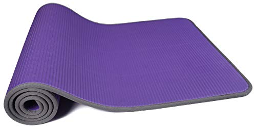 Signature Fitness All-Purpose 2/5-Inch (10mm) Extra Thick High Density Anti-Slip Exercise Pilates Yoga Mat with Carrying Strap Purple