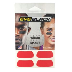 eyeblack under eye strip for athletic sports team - enhance performance, show team spirit, comfortable, easy-to-apply, perfect for game day, practice, winners - red - 2 pairs (4 strips)