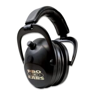 pro ears gold ii 26 ear muffs, nrr 26, military grade electronic hearing protection with dlsc compression, gel ear seals & auto shut off, amplifies sound 8x, made in usa, black