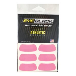 eyeblack under eye strip for athletic sports team - enhance performance, show team spirit, comfortable, easy-to-apply, perfect for game day, practice, winners - pink - 2 pairs (4 strips)