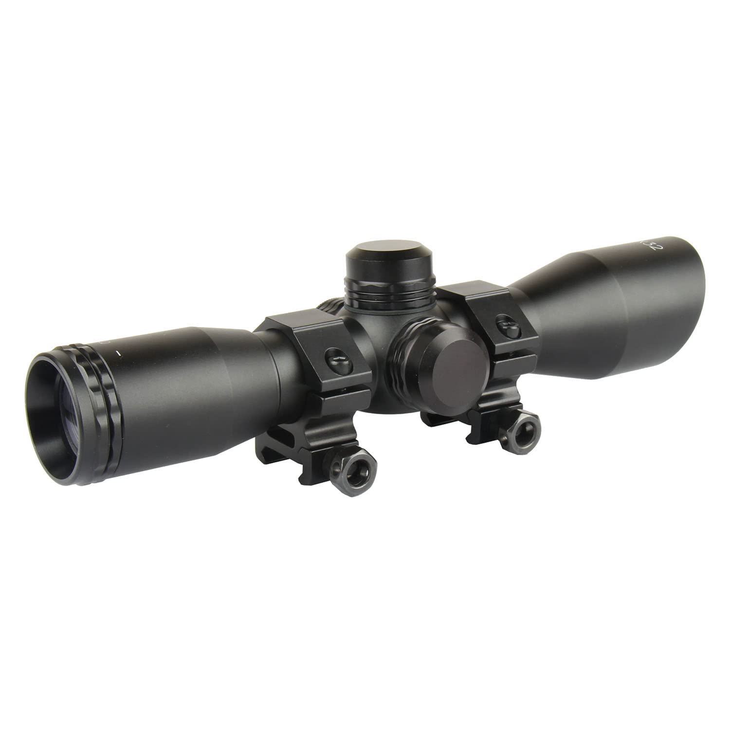 TACFUN 4X32 Crossbow Compact Multi Range Reticle Scope Red Green with Rings Lens Covers