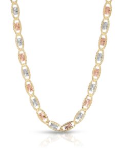 mcs jewelry 10 karat three tone yellow gold/white gold/rose gold necklace 2.75mm width (16"-24") (24)