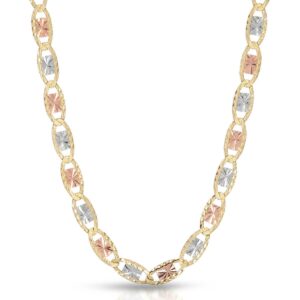 MCS Jewelry 10 Karat Three Tone Yellow Gold/White Gold/Rose Gold Necklace 2.75MM Width (16"-24") (24)