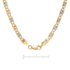 MCS Jewelry 10 Karat Three Tone Yellow Gold/White Gold/Rose Gold Necklace 2.75MM Width (16"-24") (24)