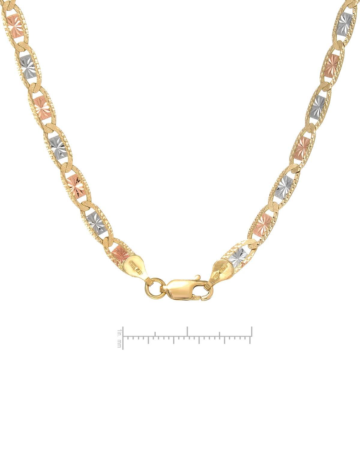 MCS Jewelry 10 Karat Three Tone Yellow Gold/White Gold/Rose Gold Necklace 2.75MM Width (16"-24") (24)