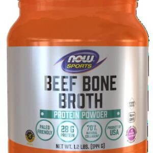 NOW Sports Nutrition, Beef Bone Broth Powder made with Premium-Quality Beef Bone Extract , 1.2-Pound