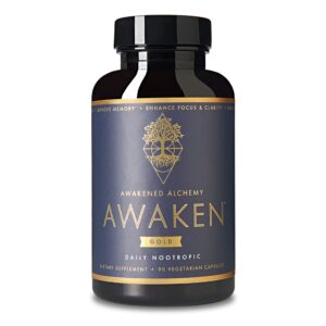 awaken gold premium nootropic supplement | advanced brain nutrition | improve memory & learning | enhance focus & clarity | intensify drive | 11 premium ingredients | 45 servings