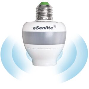 esenlite motion sensor light socket, radar motion screw led cfl incandescent bulb adapter, dusk to dawn dimmable control, outdoor indoor garage light, for basement (1)