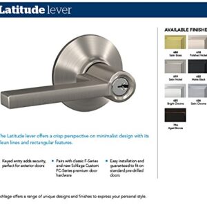 SCHLAGE F51A LAT 622 ULD Latitude Lever with Upland Trim Keyed Entry Lock, Matte Black