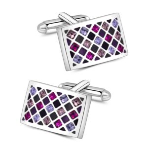 mr.van elegant swarovski crystal cufflinks purple groovy fuchsia glimmering cuff links set wedding christmas gifts for men