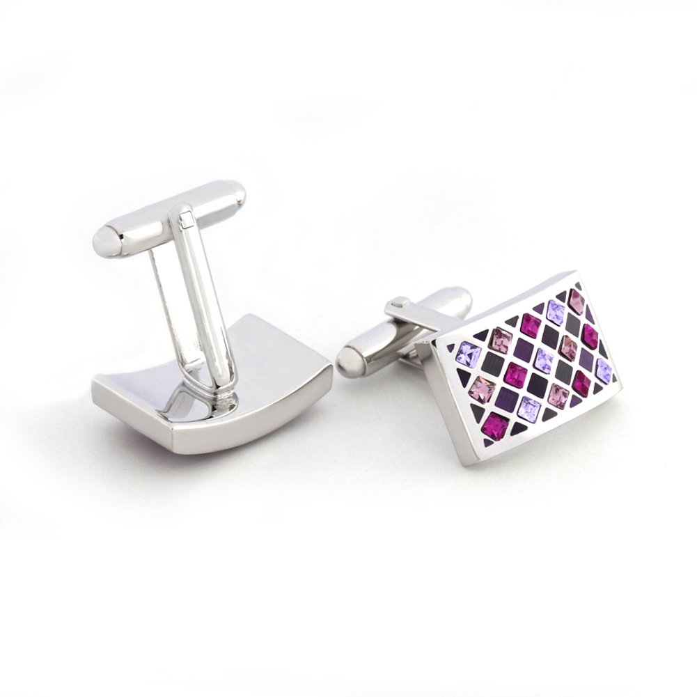 Mr.Van Elegant Swarovski Crystal Cufflinks Purple Groovy Fuchsia Glimmering Cuff Links Set Wedding Christmas Gifts for men