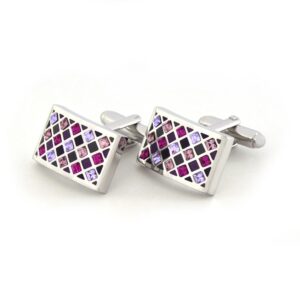 Mr.Van Elegant Swarovski Crystal Cufflinks Purple Groovy Fuchsia Glimmering Cuff Links Set Wedding Christmas Gifts for men