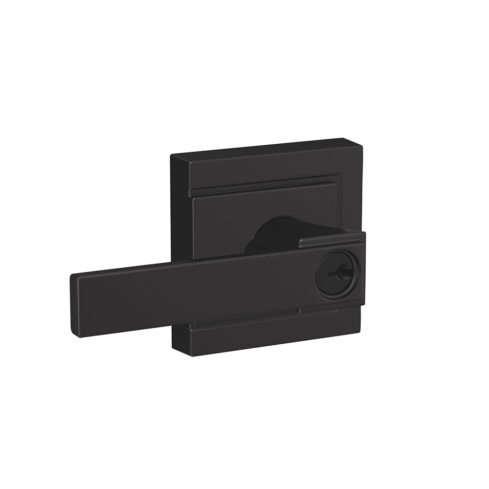 SCHLAGE F51A NBK 622 ULD Northbrook Lever with Upland Trim Keyed Entry Lock, Matte Black