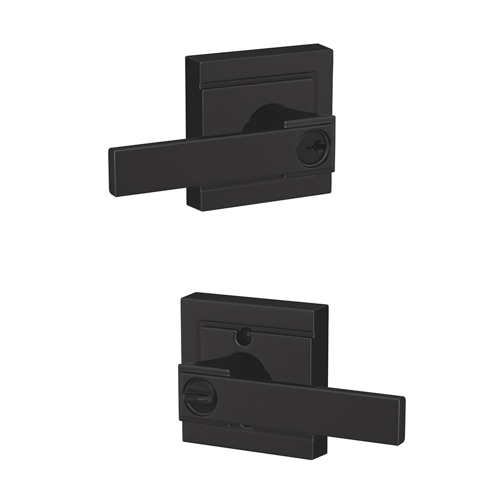 SCHLAGE F51A NBK 622 ULD Northbrook Lever with Upland Trim Keyed Entry Lock, Matte Black