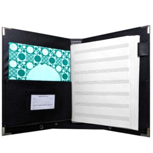 msp medium size music sheet piano folder 9.5" x 12" with handle and strap (music folder with 2 sets of elastic cords)