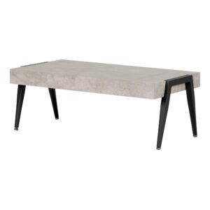 south shore industrial coffee table with metal legs, gray & black