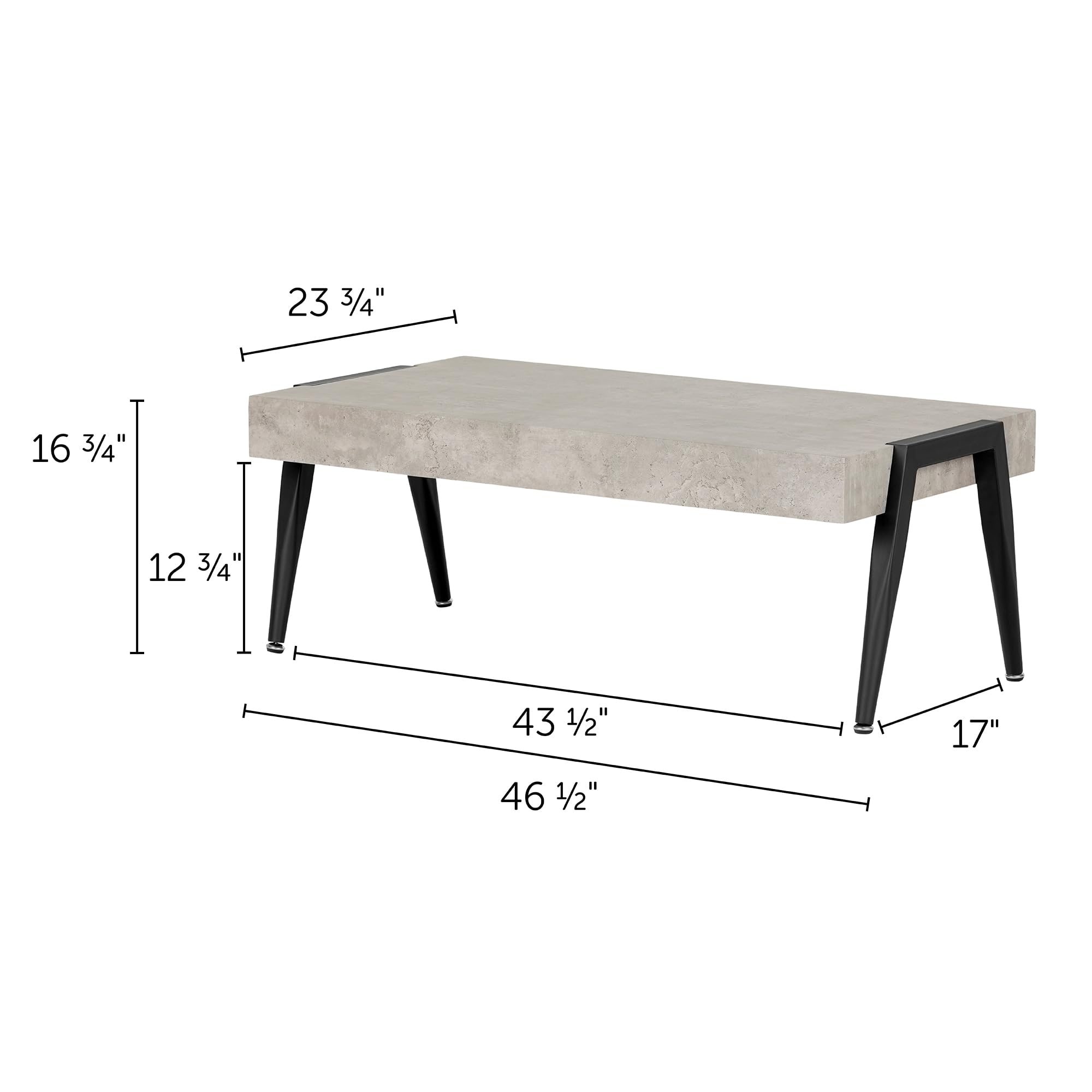 South Shore Industrial Coffee Table with Metal Legs, Gray & Black