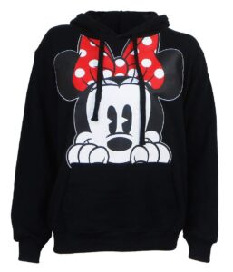 disney adults minnie mouse peeking fleece hoodie black