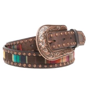 Ariat Women's Serape Center Copper Nail Edge Belt, Multi/Color, Medium