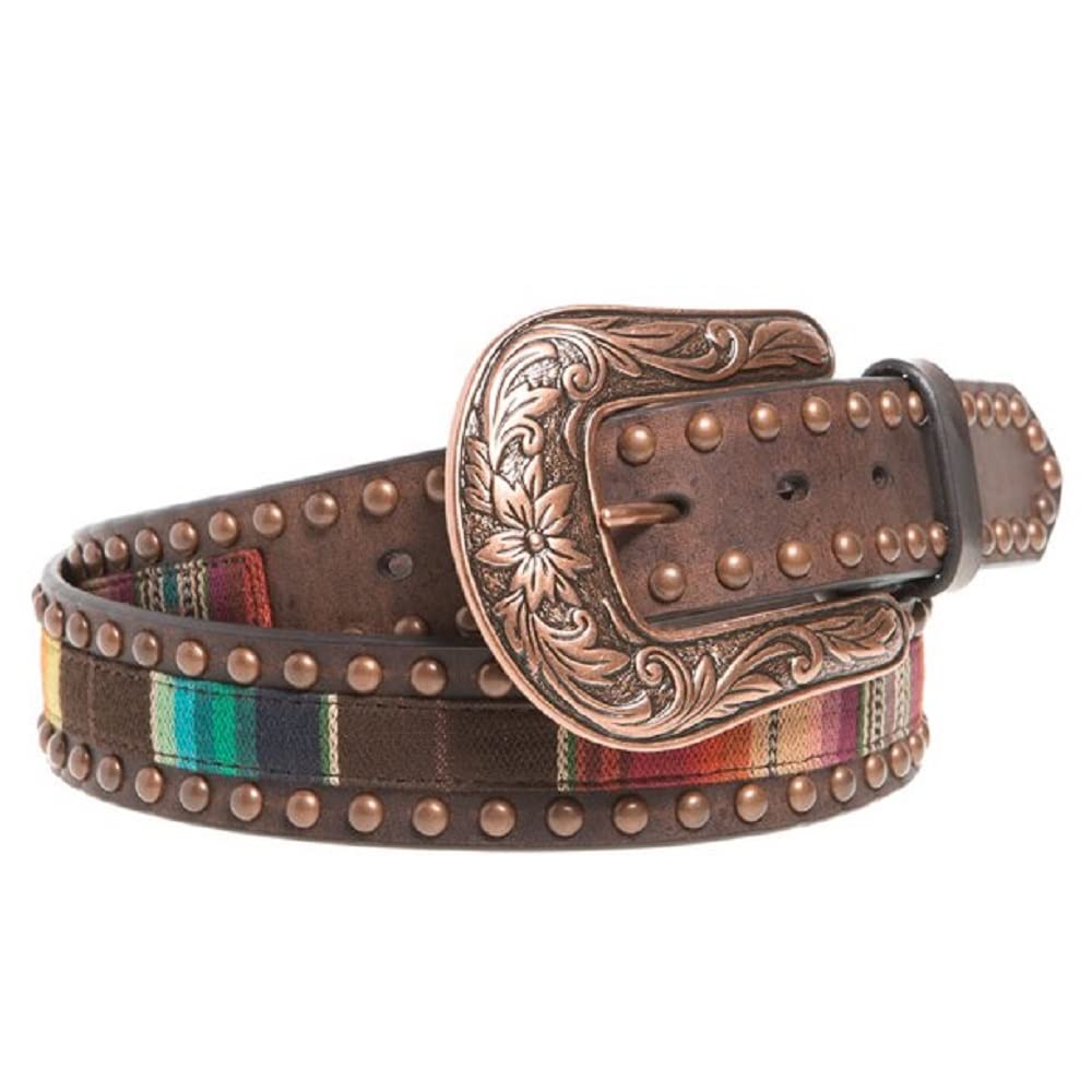 Ariat Women's Serape Center Copper Nail Edge Belt, Multi/Color, Medium