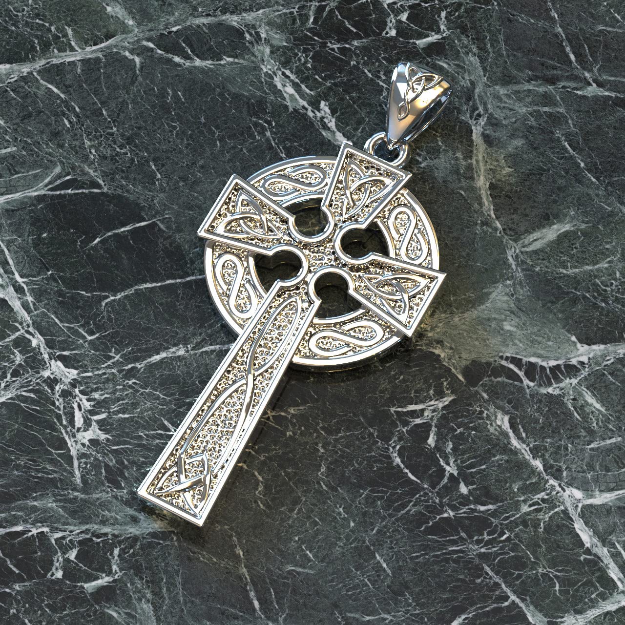 US Jewels 925 Sterling Silver 1.625in Irish Celtic Knot Cross Polished Finish Pendant