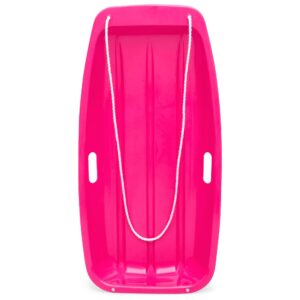 best choice products 35in kids plastic toboggan snow sled w/pull rope, 2 handles