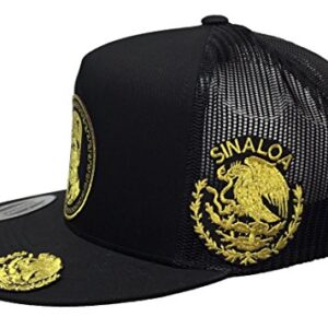 Capsnmore El Chapo Guzman Sinaloa Logo Federal 3 Logos Hat Black Mesh Snapback