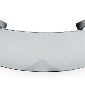 In Touch With Style Futuristic Shield Sunglasses Monoblock Cyclops 100% UV400 (Silver Gray, UV400)