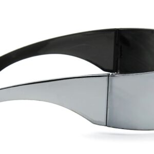 In Touch With Style Futuristic Shield Sunglasses Monoblock Cyclops 100% UV400 (Silver Gray, UV400)