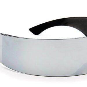 In Touch With Style Futuristic Shield Sunglasses Monoblock Cyclops 100% UV400 (Silver Gray, UV400)