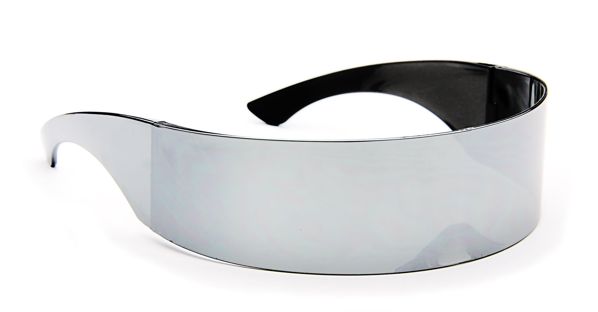 In Touch With Style Futuristic Shield Sunglasses Monoblock Cyclops 100% UV400 (Silver Gray, UV400)