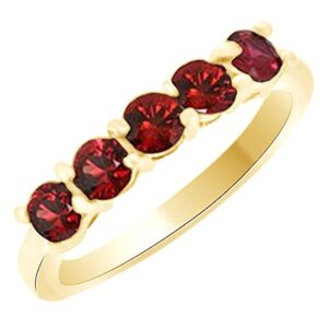 AFFY Round Cut Simulated Red Garnet Wedding Engagement Ring in 14k Yellow Gold (1.6 cttw) with Ring Size:-4