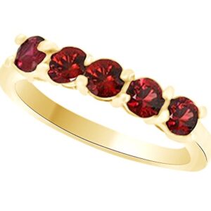 AFFY Round Cut Simulated Red Garnet Wedding Engagement Ring in 14k Yellow Gold (1.6 cttw) with Ring Size:-4